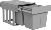 HOMCOM výsuvný podskříňkový koš 30 l — 2×15 l, tlumený dojezd, světle šedý | Aosom