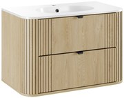 Comad Koupelnová skříňka s keramickým umyvadlem Ovalia Cremona 80 cm - dub cremona