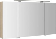 Sapho Mirró - Zrcadlová skříňka s LED osvětlením 120x70x16 cm, 3x dvířka, jilm bardini MC121-0013