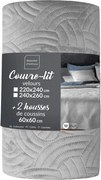 Šedý sametový set přehozu a povlaku na polštář 240x260 cm Solange – douceur d'intérieur