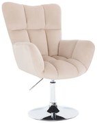 LuxuryForm Křeslo AURORA VELUR na stříbrném talíři - krémové