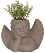 Šedý antik cementový květináč Anděl - 23*13*17cm