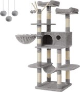 Škrabadlo pro kočky / strom FEANDREA PCT087W01 - 164 cm - extra velké | šedé