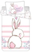 Bílo-růžové bavlněné dětské povlečení do postýlky 100x135 cm Bunny "Sweet" – Jerry Fabrics