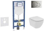 Geberit Duofix - Set předstěnové instalace, klozetu Tesi a sedátka softclose, tlačítko Sigma01, lesklý chrom SANI11CD1109