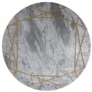 Dywany Łuszczów, Kusový koberec Emerald 1022 grey and gold kruh, 120x120 (průměr) kruh, šedá, chodba / předsíň