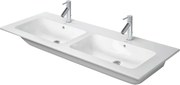 Duravit ME by Starck - Dvojumyvadlo 130x49 cm, s přepadem, 2 otvory pro baterie, DuraShield, bílá 233613AA00