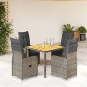 5dílný zahradní bistro set s poduškami šedý polyratan 3277021