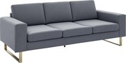 HOMCOM Třísedadlová pohovka - Textilní pohovka se třemi polštáři a opěrkami, vzhled lnu, pro ložnici 200 x 82 x 78 cm Tmavě šedá | Aosom