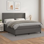 Box spring postel s matrací šedá 180x200 cm umělá kůže