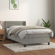 Box spring postel s matrací světle šedá 80 x 200 cm samet 3130985