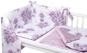 BABY NELLYS 3-dílná sada Mantinel s povlečením, bavlna/velvet, Plameňák - švestkový Velikost povlečení: 120x90