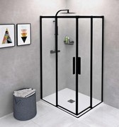 Polysan Altis Line - Sprchový kout 90x80 cm, matná černá/čiré sklo AL1592BAL1582B