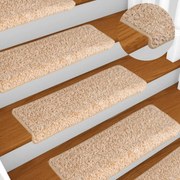 Schodové rohože 15 ks 65 x 21 x 4 cm zlaté obdélníkové okraje 326202