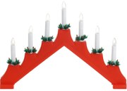 Vánoční svícen Candle Bridge červená, 7 LED