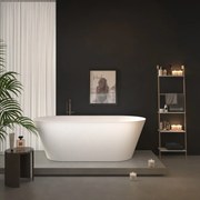 Erga Rhea, volně stojící vana 150x75 cm + odtoková zátka, bílá lesklá, ERG-RHEA-150075-WH-WH