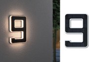 P 79850 Venkovní solární domovní číslo 9 IP44 3.000K 0,2W nabíjecí baterie výměnná - PAULMANN