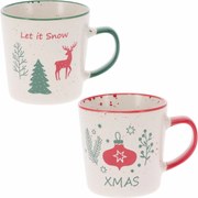 Sada 2 kameninových hrnků Let It Snow/Xmas 350 ml
