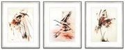 Elegantní triptych do obývacího pokoje s motivem jeřábů a květin - Série Větrná | Anna Borkowska