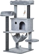 Strom pro kočky PawHut 48x48x107 cm s odnímatelným feltovým hnízdem, hammockem, plyšovými postelemi, více platformami, sisalovými sloupky a hračkami Š