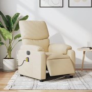 Elektrické masážní polohovací křeslo krémové textil 3204821