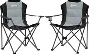 Outsunny Sada 2 Skládacích Kempingových Křesel Portable Padded Vysoké Zádové Rybářské Křeslo s Držákem na Pití, Skládací Křeslo na Turistiku, Pláž, Pi