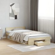 Rám postele se zásuvkou dub sonoma 90 x 190 cm kompozitní dřevo 3280785