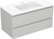 Mexen Orio, koupelnová skříňka 90 cm s umyvadlem Otis, 2 zásuvky, šedá matná/bílá matná, 91A10-09047-2-BFF62-W18M01