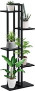 Outsunny 5-patrový stojan na květiny z MDF a oceli, 40x22x113 cm, černý | Aosom