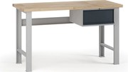 Dílenský pracovní stůl G7, buková spárovka, 1500 x 685 x 840 mm, 1x kontejner, 1 zásuvka, grafit
