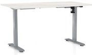 Výškově nastavitelný stůl OfficeTech A, 120 x 80 cm, šedá podnož, bílý jasan