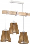 BERGE LED závěsné stropní svítidlo bílý dřevěný trám 3xE27 Dřevěný kuželový lustr
