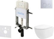 kielle Genesis New - Set předstěnové instalace, klozetu Oudee, Vortex Rimless+, sedátka softclose a tlačítka Gemini New II, lesklý chrom 30528SZ23
