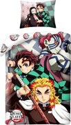 Bavlněné ložní povlečení Zabiják démonů - Demon Slayer - motiv Tanjiro & Kyojuro - 100% bavlna - 70 x 90 cm + 140 x 200 cm