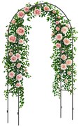 Outsunny Rose Arch Metal Archway Garden Arch Climbing Plants Climbing Plants Black 140x40x240cm | Aosom