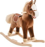 HOMCOM Houpací kůň pro děti, měkká hračky, hnědý L74 x Š33 x V62 cm | Aosom