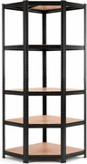 Regál 180x90x40 cm rohový lakovaný 5-policový, nosnost 875 kg - černý