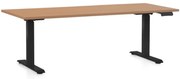 Výškově nastavitelný stůl OfficeTech D, 180 x 80 cm, černá podnož, buk