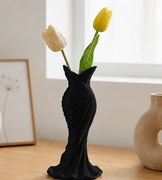 váza, styl půvab, plast, 12x4x4 cm, černá, Dekorino VD0260020