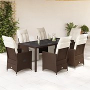 7dílný zahradní bistro set s poduškami hnědý polyratan 3276919
