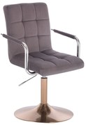 LuxuryForm DESIGN Otočná židle VERONA VELUR na zlatém talíři - tmavě šedá