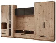 ADRK Obývací stěna MALE 320 AB, dub artisan/černá
