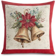 VÁNOČNÍ GOBELÍNOVÁ DEKORAČNÍ POVLAK NA POLŠTÁŘ MERRY 45X45 CM VZOROVANÁ