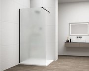 Erga Paris, sprchová zástěna Walk-In 100x200 cm, 8mm sklo námraza, černý profil, ERG-V02-PARIS-100x200-FR-BK
