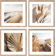 Tištěné obrazy v sadě 4 ks s rámem 30x30 cm Boho Dreams – Styler