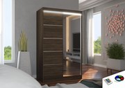 ADRK Šatní zrcadlová skříň posuvná s LED osvětlením NICEA CH 120 L, choco