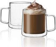 Skleněné hrnky na kávu CnGlass s uchem na kávu a čaj Latte 450ml 2ks