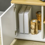 HOMCOM Rohový televizní stolek do 40 palců se světle dřevěným a bílým úložným prostorem | Aosom