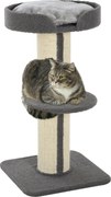 PawHut Škrábací Sloupec 91cm Kočičí Věž se Sisalovými Sloupky, Plošinou, Polštářem, Víceúrovňový Kočičí Škrábací Strom, Lezecký Strom pro Středně Velk