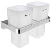 Nimco Maya - Dvojitý držák kartáčků a pasty, matné sklo/chrom MA 29058D-H-26